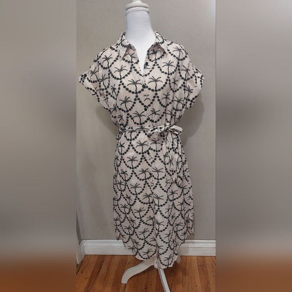 Dresses | Beige And Black Patterned Dress | Poshmark